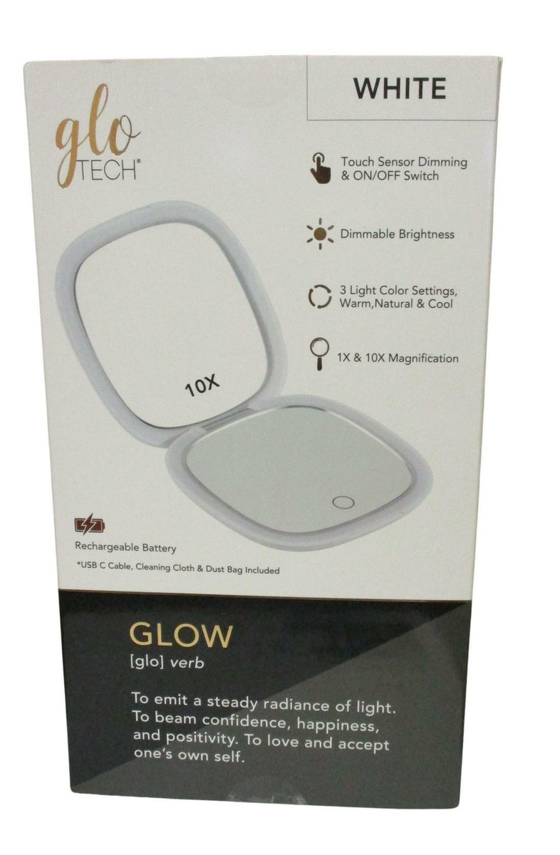 Glo Tech Led Compact Magnifying Small Mirror 1X & 10X Travel 4” White ...